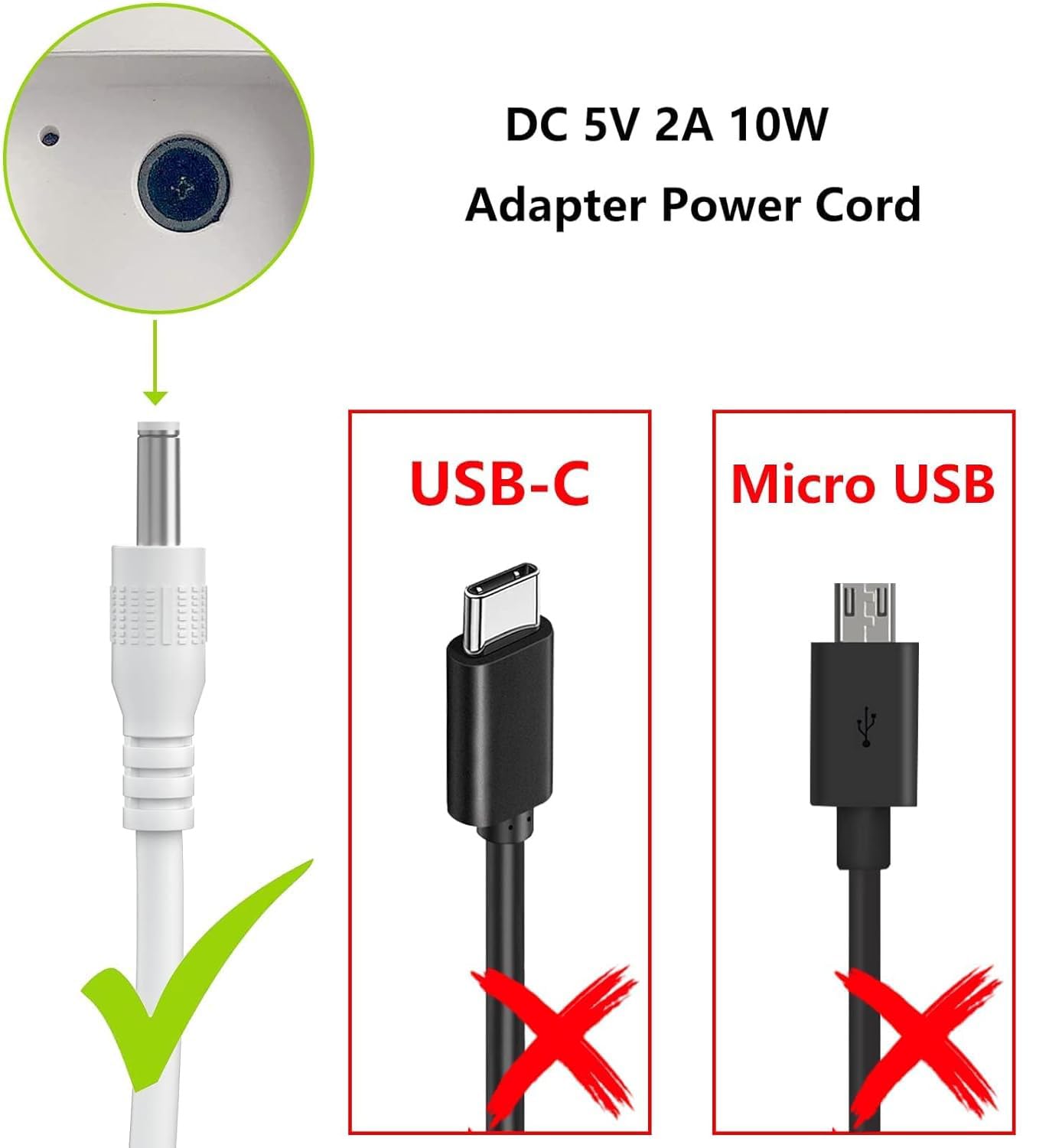 VHBW 5V for Baby Adapter Power Cord for Baby Rest, Rest+ and Rest Mini Sound Machine Night Light Barrel Style Charger Replacemen