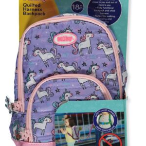 Nuby Quilted Mini Backpack with Safety Harness and Detachable Tether, Unicorn