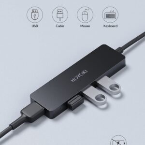 4 Port USB Hub 3.0, HOYOKI USB Splitter for Laptop,Ultra Slim Data USB Hub with 3.3ft Extended Cable, USB Hub Compatible with MacOS/Windows Laptop, PC, PS4, Flash Drive, Mouse, Keyboard, Printer, HDD