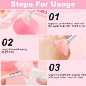 24 Pieces Fan Brush Facial Mask Brush Soft Fan Face Makeup Brush Acid Applicator Esthetician Brush Cosmetic Tools for Mud Clay Mask, Makeup Peel (Pink)