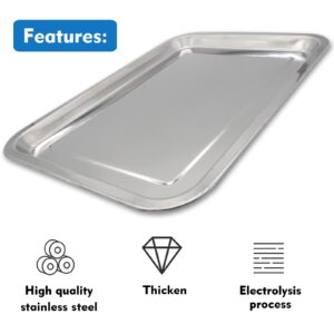 Tattoo Stainless Steel Tray - Rayyl 2 Pack Stainless Steel Tattoo Trays 13.5'' X 10'' Piercing Instrument Tray Tool Flat for Tattoo Kits Tattoo Supplies (2pcs)