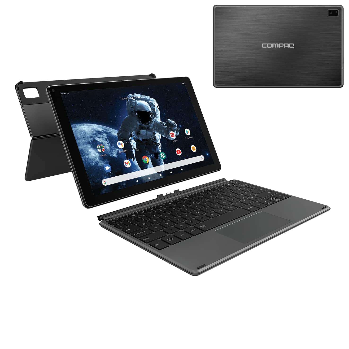 Compaq 10'' 2 in 1 Android 11 Tablet 64GB Storage, 4GB RAM (Brushed Onyx), CT201