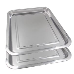 tattoo stainless steel tray - rayyl 2 pack stainless steel tattoo trays 13.5'' x 10'' piercing instrument tray tool flat for tattoo kits tattoo supplies (2pcs)