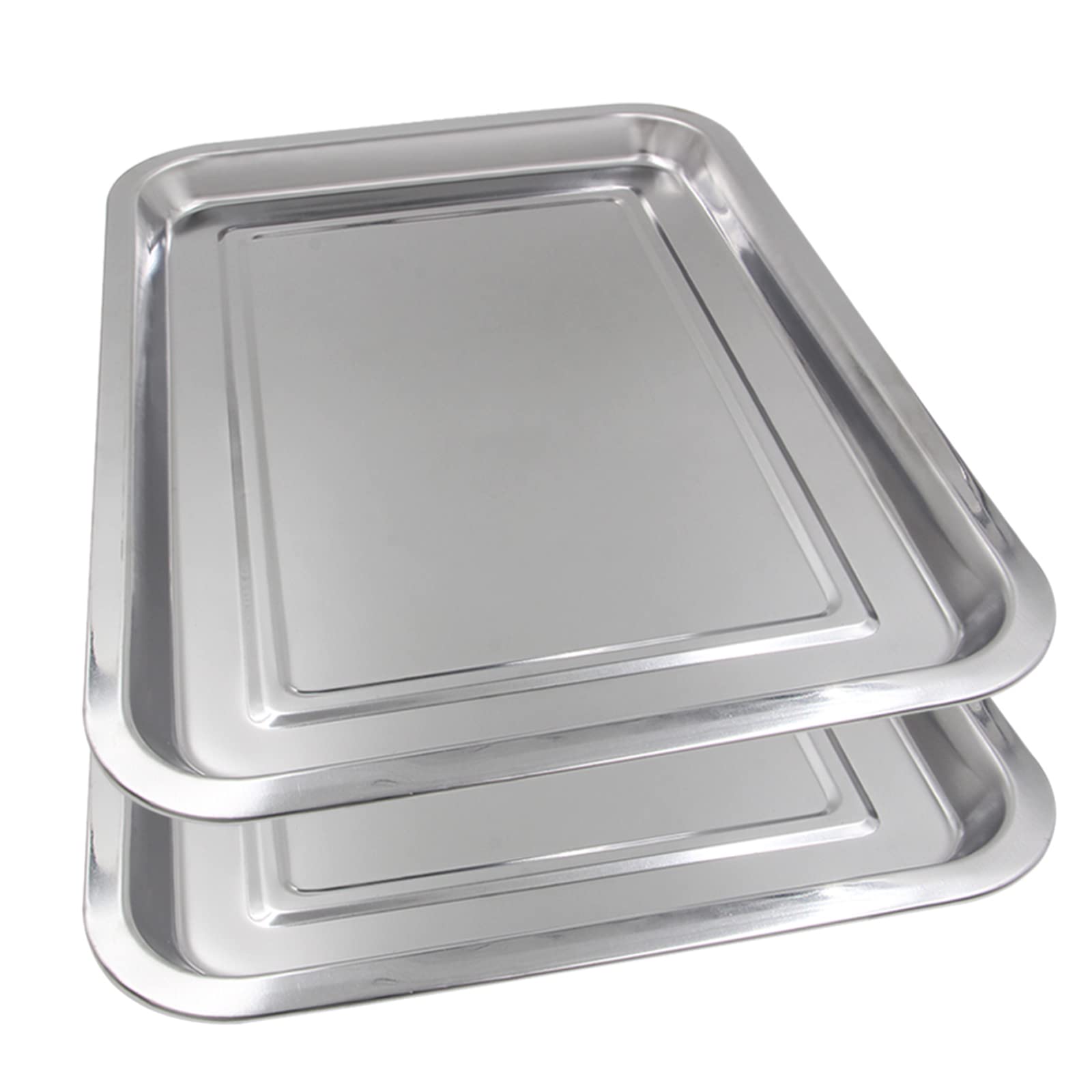 Tattoo Stainless Steel Tray - Rayyl 2 Pack Stainless Steel Tattoo Trays 13.5'' X 10'' Piercing Instrument Tray Tool Flat for Tattoo Kits Tattoo Supplies (2pcs)