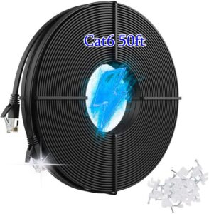 seedato cat6 ethernet cable 50 ft, cat6 ethernet cable, ethernet cable 50 ft, long ethernet cable, rj45 connectors for gaming ps4 ps5 ethernet switch, modem, router, coupler, black