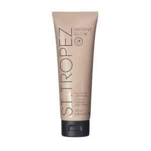 st.tropez instant glow face & body bronzer makeup, light/ medium shade, smudge-proof body makeup, vegan, natural & cruelty free, 3.4 fl oz