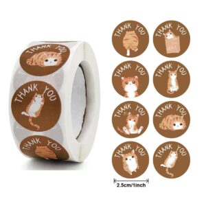 Bamsod Cat Stickers (Roll of 1000) – 1” Round, 8 Cute Photos - Great for Kids, Teachers, Party Favors, Rewards, Craft Projects, Water Bottles, Scrapbooks, Calendars, Planners, and Journals