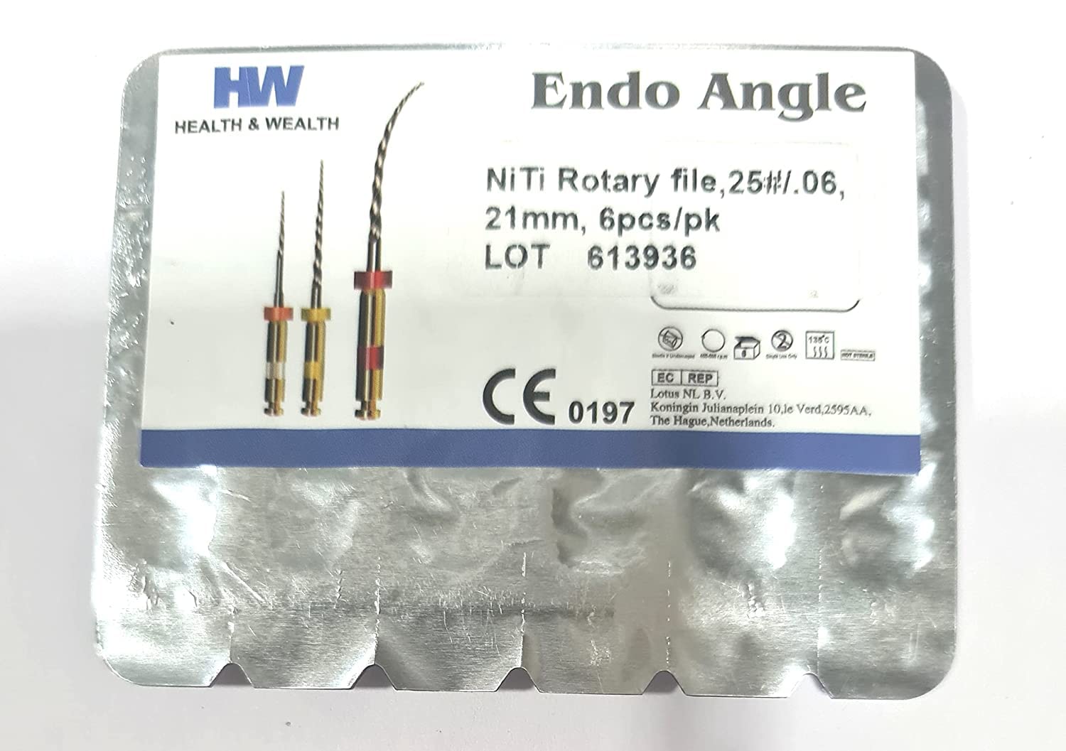 Health & Wealth Endo Angle Niti Rotary File 25# 04 21mm 6pc