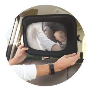 Nuby Shatterproof Rear Facing Backseat Baby Mirror, Black