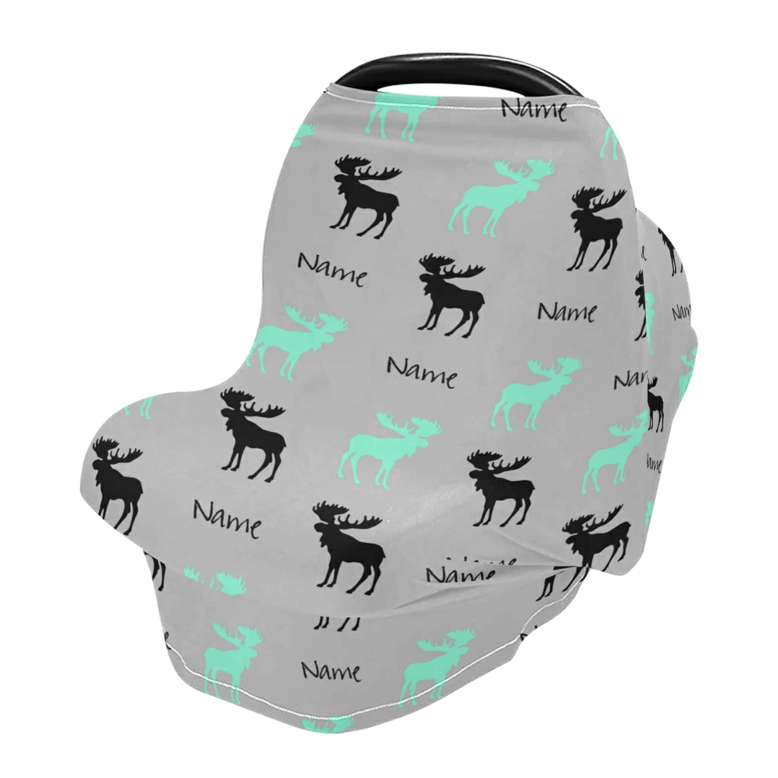 Baby Moose Pattern Nursing & Breastfeeding Cover Personalized with Baby Name, Custom Baby Name New Born Gift Car Seat Canopy