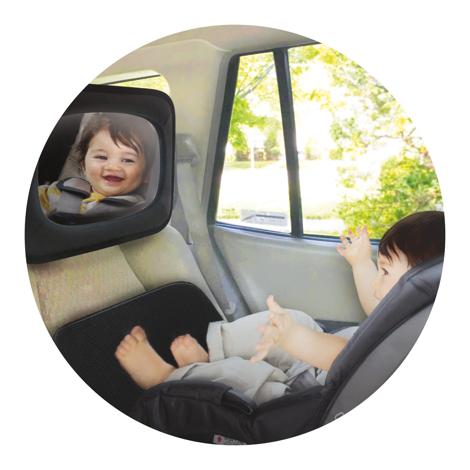 Nuby Shatterproof Rear Facing Backseat Baby Mirror, Black