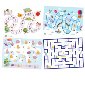 toddler placemats (12 to 48 months) set of 4 placemats, education placemats for kids, non slip placemats for dining table, easy to clean wipeable reusable plastic placemats