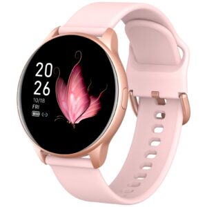 morefit smart watch for women men, smartwatch for android phones and iphone compatible, waterproof fitness tracker watch with pedometer heart rate monitor sleep tracker call reminder (pink)