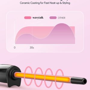 Wavytalk 3/8 Inch Small Curling Iron, Small Curling Iron Wand for Short & Long Hair, Ceramic Small Barrel Curling Iron with Adjustable Temperature, Include Heat Resistant Glove (Rose Pink)