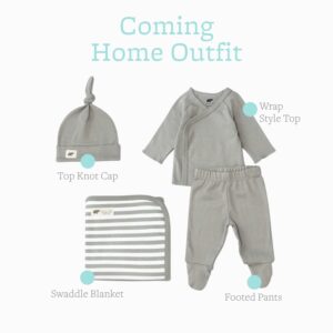 MONICA + ANDY Organic Cotton Unisex Layette Sets (0-3 Months, Grey, 4)