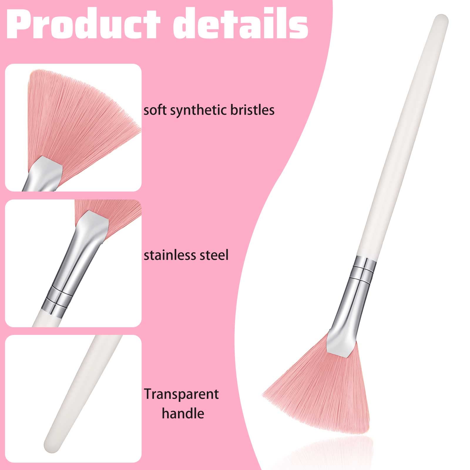 24 Pieces Fan Brush Facial Mask Brush Soft Fan Face Makeup Brush Acid Applicator Esthetician Brush Cosmetic Tools for Mud Clay Mask, Makeup Peel (Pink)