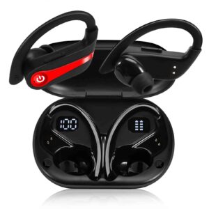 q63 wireless earbuds for samsung galaxy tab a7 lite with immersive sound true 5.0 bluetooth over the ear sport headphones with a charging case - stereo calls touch control ipx7 sweatproof deep bass