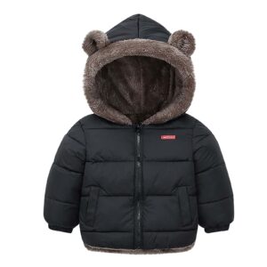 jojobaby baby boys girls down jacket, cute bear ear zipper coat with pocket winter warm thick hoodie coat