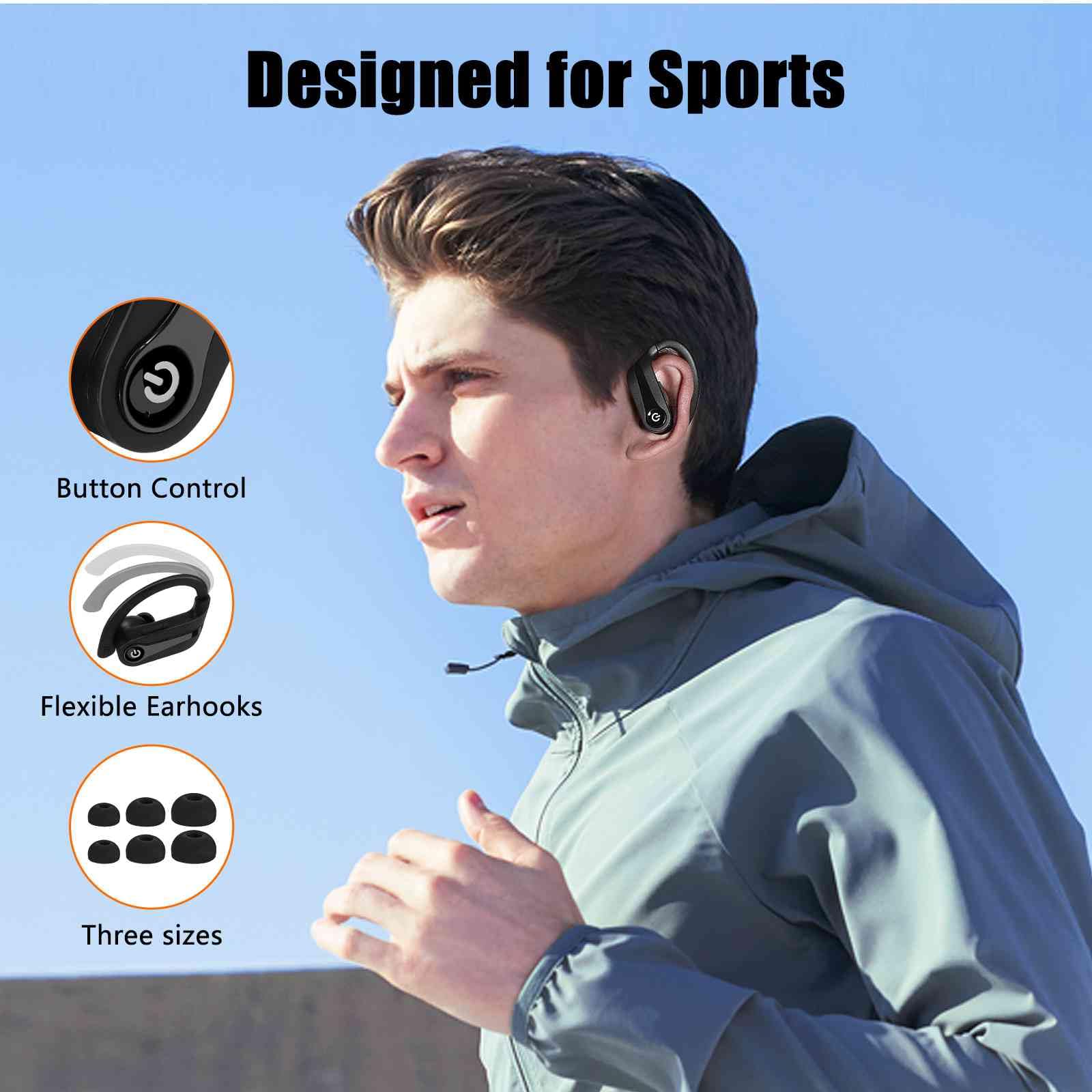 Q63 Wireless Earbuds for Motorola Moto G Stylus 5G with Immersive Sound True 5.0 Bluetooth Over The Ear Sport Headphones with a Charging Case - Stereo Calls Touch Control IPX7 Sweatproof Deep Bass