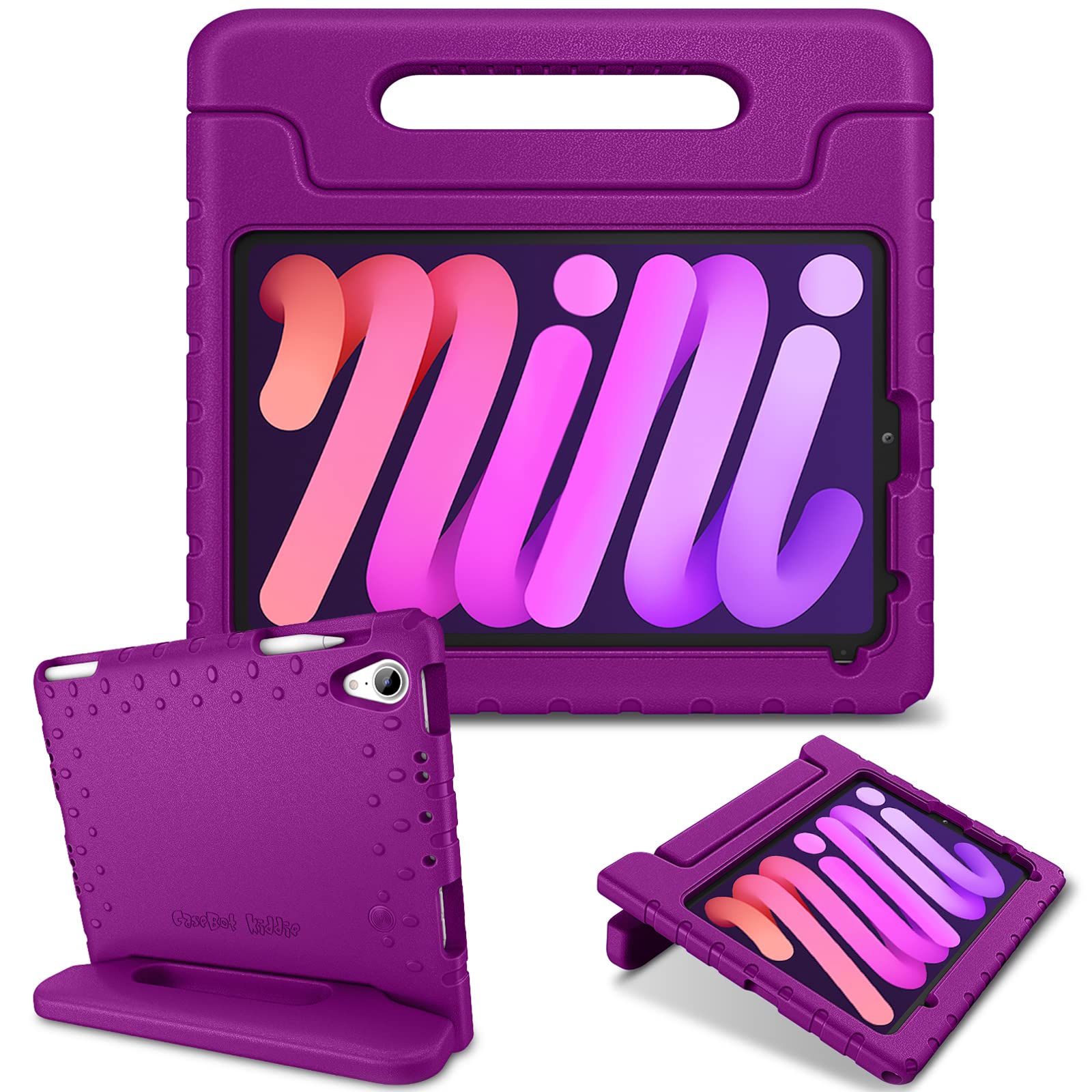 Fintie Kids Case for iPad Mini 7 (A17 Pro) 2024 / iPad Mini 6 2021 - Lightweight Shockproof [Kids Friendly] Handle Stand Case, with Pencil Holder for iPad Mini 7th/6th Generation 8.3 Inch, Purple