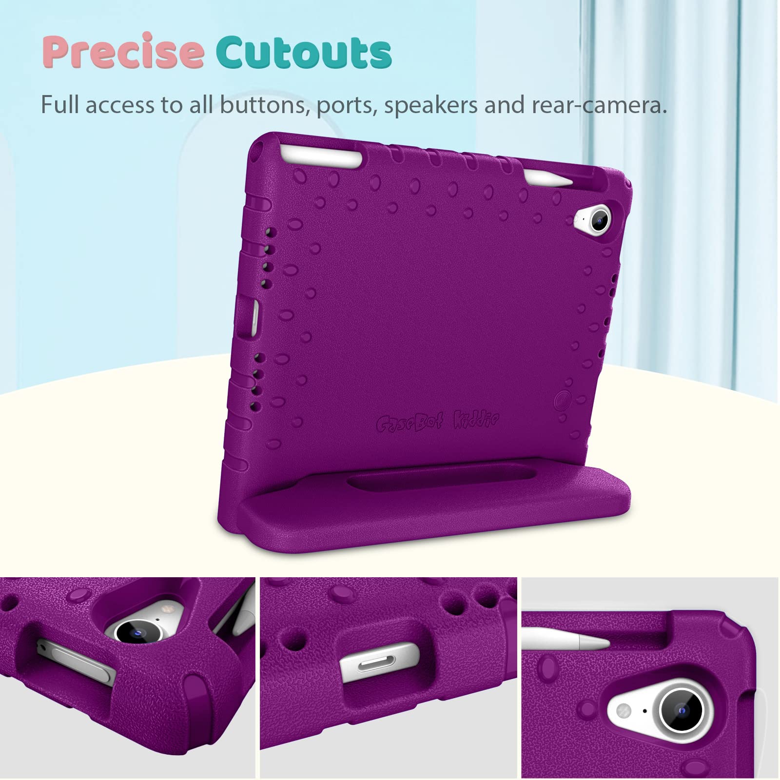 Fintie Kids Case for iPad Mini 7 (A17 Pro) 2024 / iPad Mini 6 2021 - Lightweight Shockproof [Kids Friendly] Handle Stand Case, with Pencil Holder for iPad Mini 7th/6th Generation 8.3 Inch, Purple