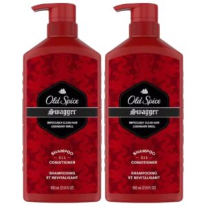 old spice 2 in 1 shampoo and conditioner for men, swagger scent, 21.9 ounce pump bottle (pack of 2)2