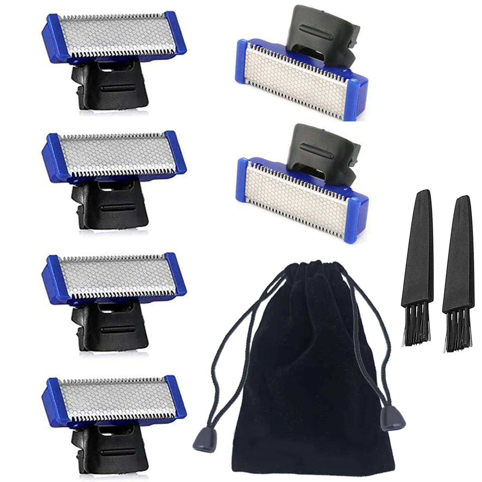 6PCS Shaver Replacement Head for Solo Electric Shaver Trimmer Head Men's Rechargeable Full Body Hair Trimmer Blade Replacement Cutter Head (6 Piece+2 Brushes+Bag)