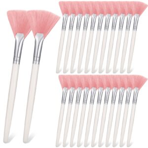 24 pieces fan brush facial mask brush soft fan face makeup brush acid applicator esthetician brush cosmetic tools for mud clay mask, makeup peel (pink)