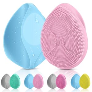 face scrubber silicone manual exfoliator: handheld mini facial exfoliating brush soft exfoliation scrubby blackhead cleaning pore cleansing massaging for skin, christmas gift 2pack1