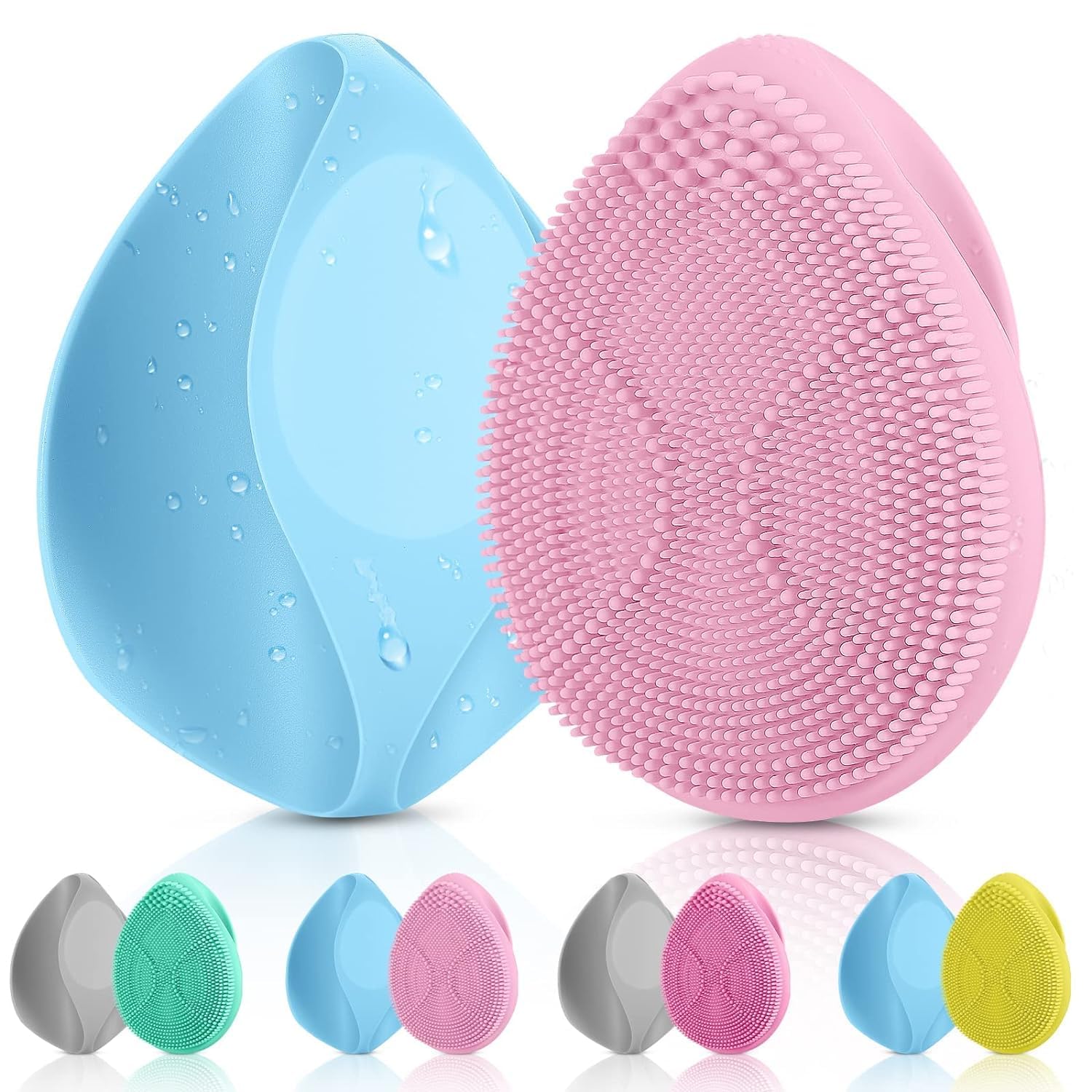 Face Scrubber Silicone Manual Exfoliator: Handheld Mini Facial Exfoliating Brush Soft Exfoliation Scrubby Blackhead Cleaning Pore Cleansing Massaging for Skin, Christmas Gift 2Pack1