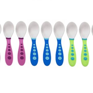 First Essentials by NUK Kiddy Cutlery 9 Piece Spoon Set-Green, Purple & Blue