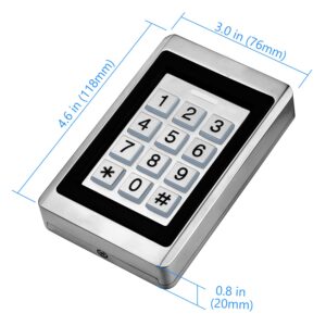 Toncont Door Access Control System, Stand Alone Password Door Keypad + 5PCS ID Keyfobs, Support 2000 Users, Wiegand 26, Garage Door/Gate Opener, Weatherproof, Backlight, Zinc Alloy Metal Case