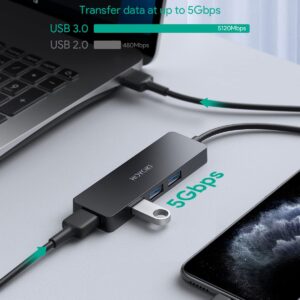 4 Port USB Hub 3.0, HOYOKI USB Splitter for Laptop,Ultra Slim Data USB Hub with 3.3ft Extended Cable, USB Hub Compatible with MacOS/Windows Laptop, PC, PS4, Flash Drive, Mouse, Keyboard, Printer, HDD