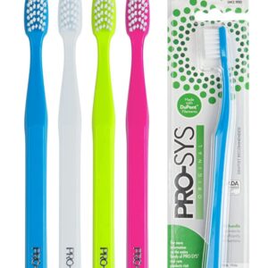 PRO-SYS® Soft Toothbrush for Adult with Sensitive Teeth & Gums, ADA Accepted, with 35-Tuft Wide Dupont® Tynex® Bristles, Pack of 4