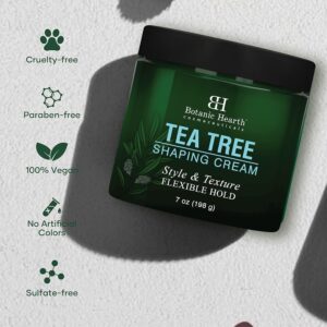 Botanic Hearth Tea Tree Shaping Cream, Hair Styling Cream with Collagen & Biotin - Style & Texture, Strong & Flexible Hold, for All Hair Types - Men and Women - Made in USA - 7 oz