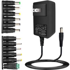 geeon 24v 1.5a ac dc adapter 36w power supply transformer with 5.5 x 2.1mm dc male and 12pcs replacement plug connectors etl listed (for 24 volt device only)