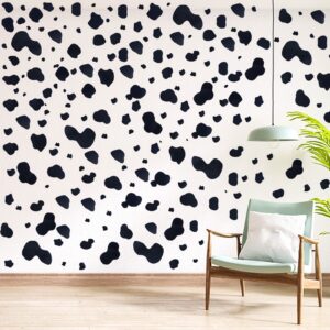 wusteg 368pcs cow print stickers self-adhesive wall decals removable cartoon spot pattern vinyl art decal decor for bedroom living room nursery decor, 11.4 x 8.26 inch