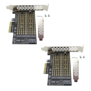 2x M.2 to PCIe NVMe and SATA SSD Dual M Key and/or B Key Adapter Card 2242 2260 2280 M2 Drive to Desktop PCI Express x4 x8 x16 Slot, Includes Brackets