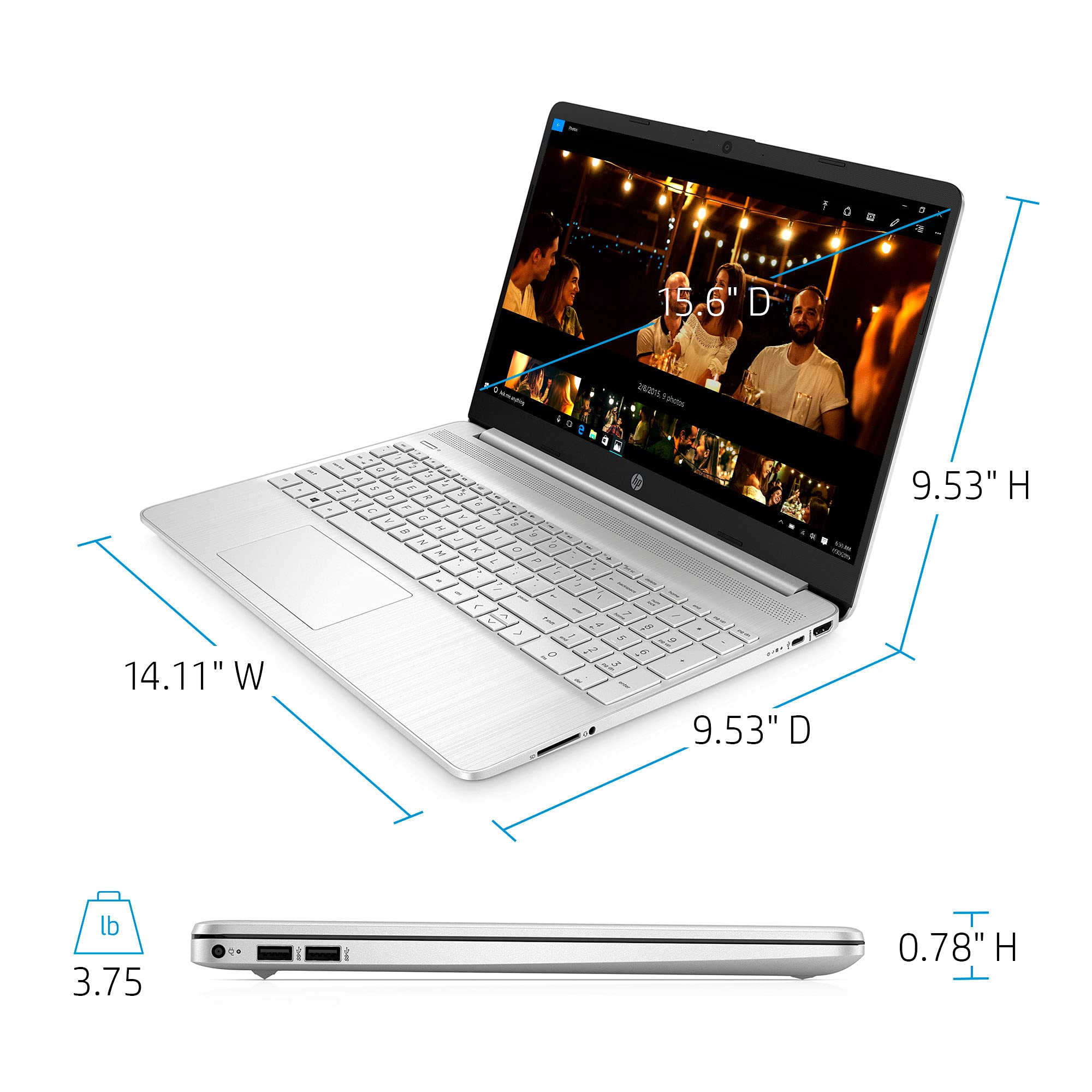 2022 Newest HP 15.6" HD Display Laptop, AMD Athlon Silver 3050U(up to 3.2GHz, Beat i3-8130U), 8GB RAM, 128GB SSD, 1-Year Office 365, WiFi, Bluetooth, HDMI, Webcam, Win 10S, Silver, JVQ Mouse+Sleeve