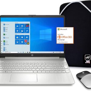 2022 Newest HP 15.6" HD Display Laptop, AMD Athlon Silver 3050U(up to 3.2GHz, Beat i3-8130U), 8GB RAM, 128GB SSD, 1-Year Office 365, WiFi, Bluetooth, HDMI, Webcam, Win 10S, Silver, JVQ Mouse+Sleeve