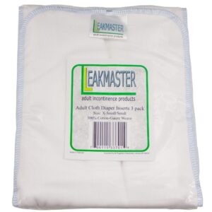 Leak Master Cotton Gauze Reusable Adult Diaper Inserts/Bosters - 3 Pack - Size M/L - Inserts Increase Overall Absorbency