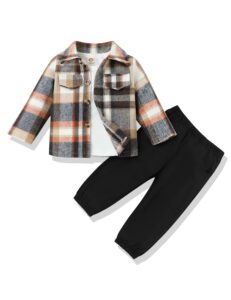 bilison toddler baby boy outfits plaid shirt+t shirts+pants fall winter 3pcs clothing set 6months-4t