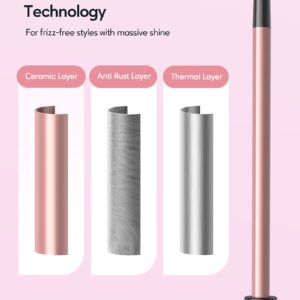 Wavytalk 3/8 Inch Small Curling Iron, Small Curling Iron Wand for Short & Long Hair, Ceramic Small Barrel Curling Iron with Adjustable Temperature, Include Heat Resistant Glove (Rose Pink)