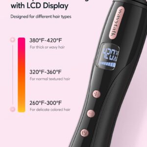 Wavytalk 3/8 Inch Small Curling Iron, Small Curling Iron Wand for Short & Long Hair, Ceramic Small Barrel Curling Iron with Adjustable Temperature, Include Heat Resistant Glove (Rose Pink)