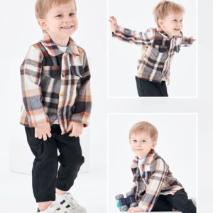 bilison Toddler Baby Boy Outfits Plaid Shirt+T Shirts+Pants Fall Winter 3Pcs Clothing Set 6Months-4T