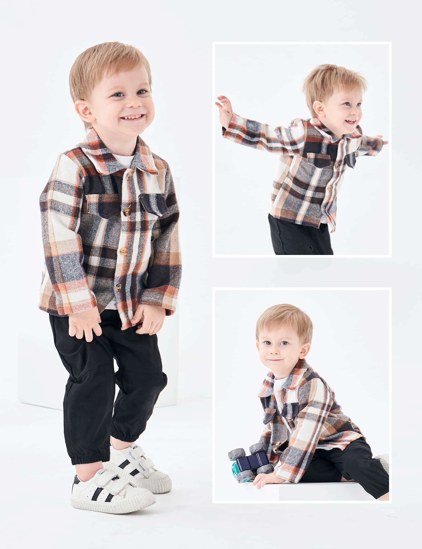 bilison Toddler Baby Boy Outfits Plaid Shirt+T Shirts+Pants Fall Winter 3Pcs Clothing Set 6Months-4T