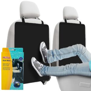 nuby kids kick mats- back seat protectors with storage compartment: black, 2 pack