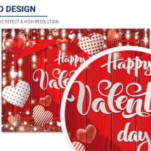 Allenjoy 72" x 48" Happy Valentine's Day Backdrop 14 February Valentines Romance Banner Love Couple Anniversary Party Supplies Red Heart Balloons Decoration Valentine Photography Background