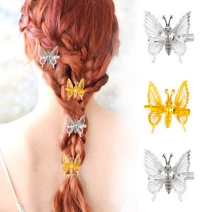 12 Pieces 3D Moving Hair Accessories - Butterfly Barrettes, Clamps, Pins, and Claw Clips in Gold and Silver for Women and Girls