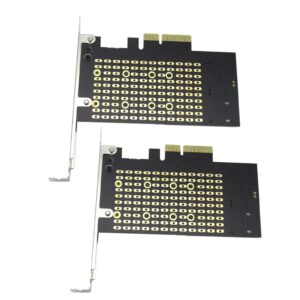 2x M.2 to PCIe NVMe and SATA SSD Dual M Key and/or B Key Adapter Card 2242 2260 2280 M2 Drive to Desktop PCI Express x4 x8 x16 Slot, Includes Brackets